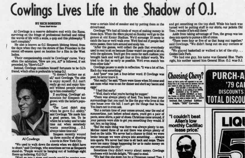 No. 70: Al Cowlings – Tom Hoffarth's The Drill: More Farther Off the Wall