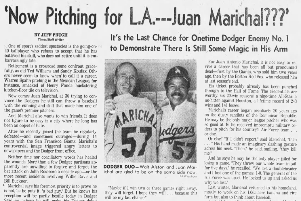 No. 46: Juan Marichal (with John Roseboro) – Tom Hoffarth's The Drill ...