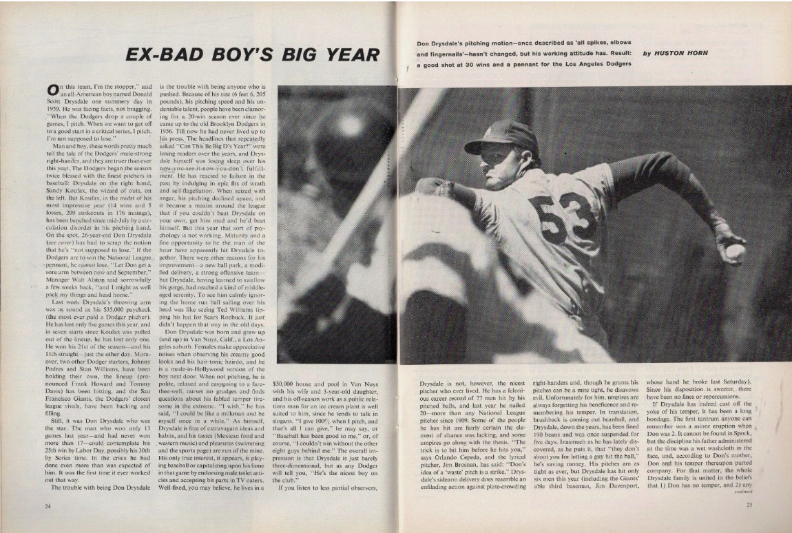 No. 53: Don Drysdale – Tom Hoffarth's The Drill: More Farther Off the Wall