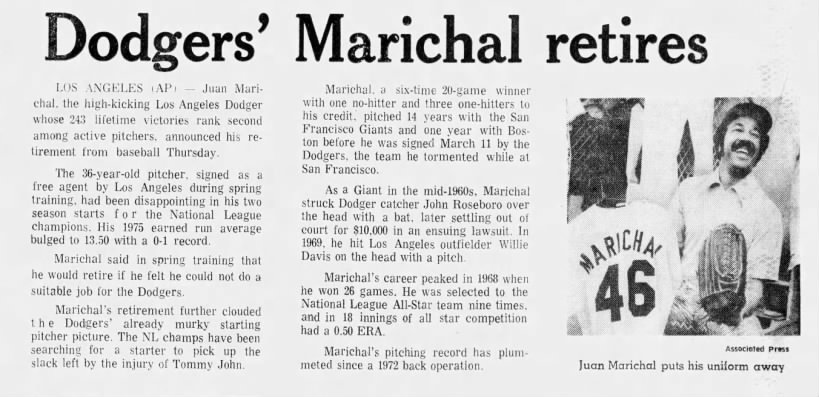 No. 46: Juan Marichal (with John Roseboro) – Tom Hoffarth's The Drill ...